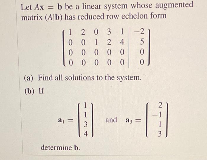 Solved Let Ax=b be a linear system whose augmented matrix | Chegg.com