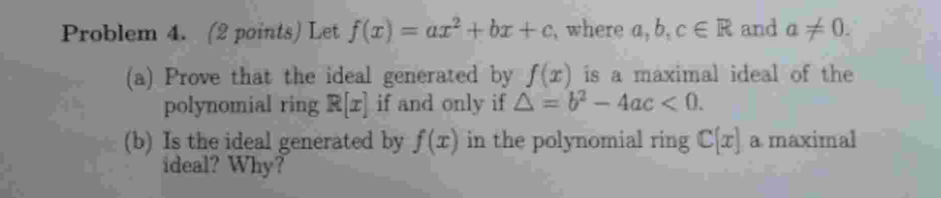 Solved Problem 4. (2 points) Let f(x)=ax2+bx+c, where | Chegg.com Solved Problem 4. (2 points) Let f(x)=ax2+bx+c, where | Chegg.com