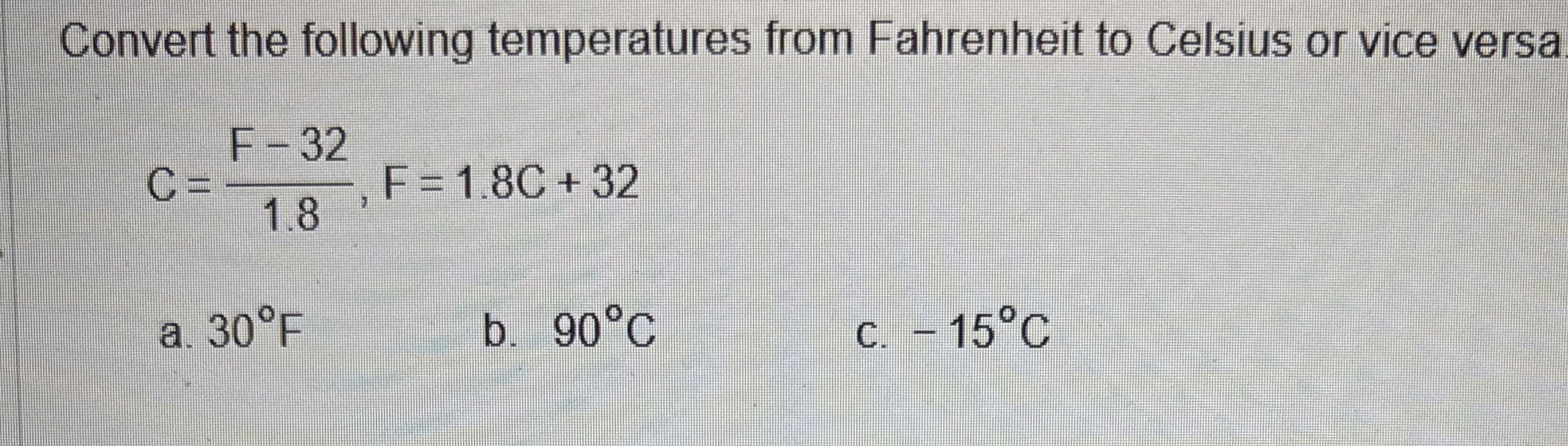 Solved Convert the following temperatures from Fahrenheit to | Chegg.com