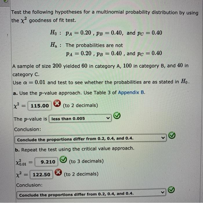 Solved Test the following hypotheses for a multinomial | Chegg.com