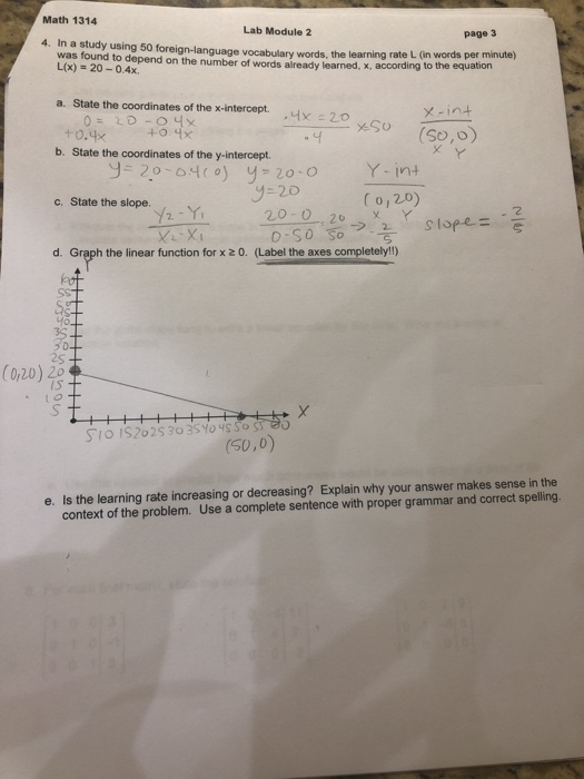 Solved Math 1314 Lab Module 2 page 3 4. In a study using 50 | Chegg.com
