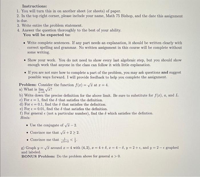 Solved Instructions: 1. You will turn this in on another | Chegg.com