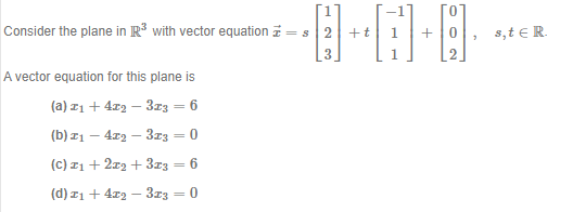 Solved Consider the plane in R3 ﻿with vector equation | Chegg.com