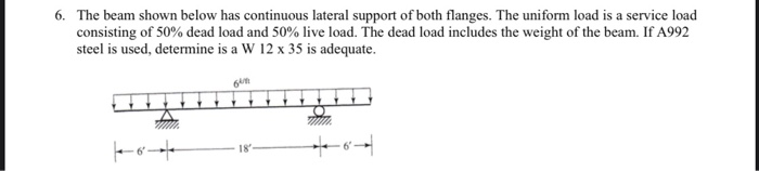 Solved 6. The beam shown below has continuous lateral | Chegg.com