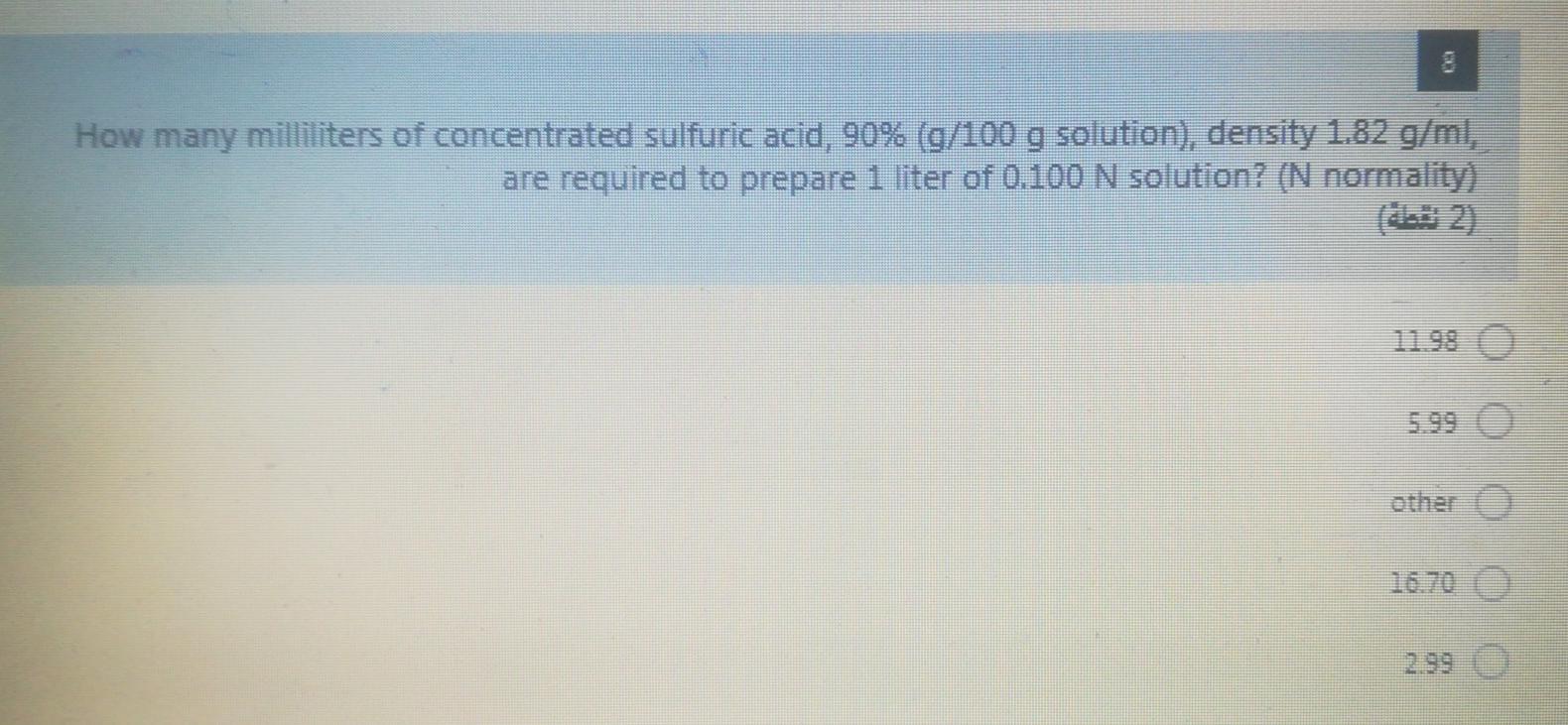Solved How many milliliters of concentrated sulfuric acid, | Chegg.com