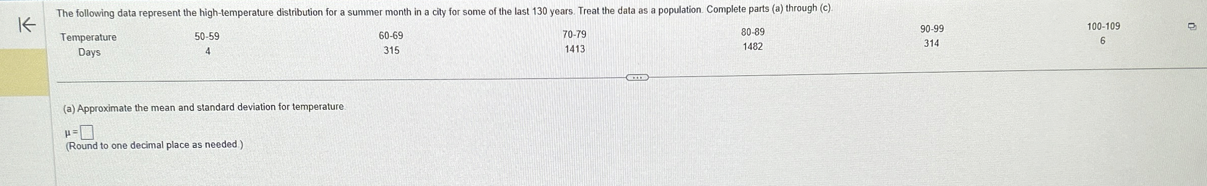 Solved The following data represent the high-temperature | Chegg.com