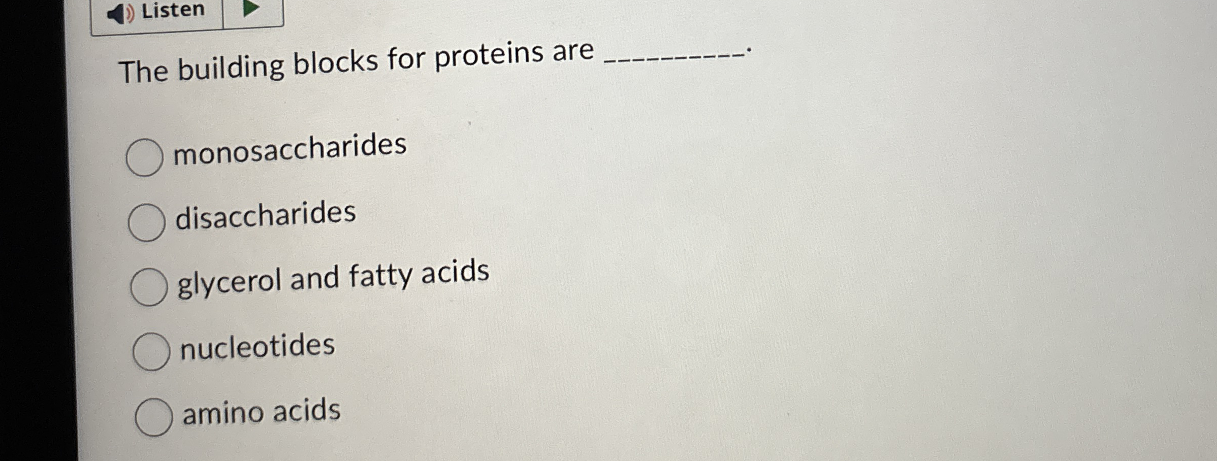 Solved The building blocks for proteins | Chegg.com