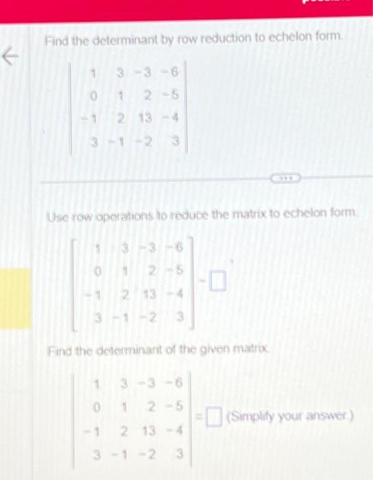 Solved Use determinants to find out if the matrix is | Chegg.com