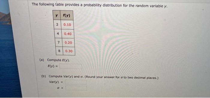 Solved The following table provides a probability | Chegg.com