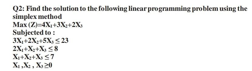 Solved : Find the solution to the following linear | Chegg.com