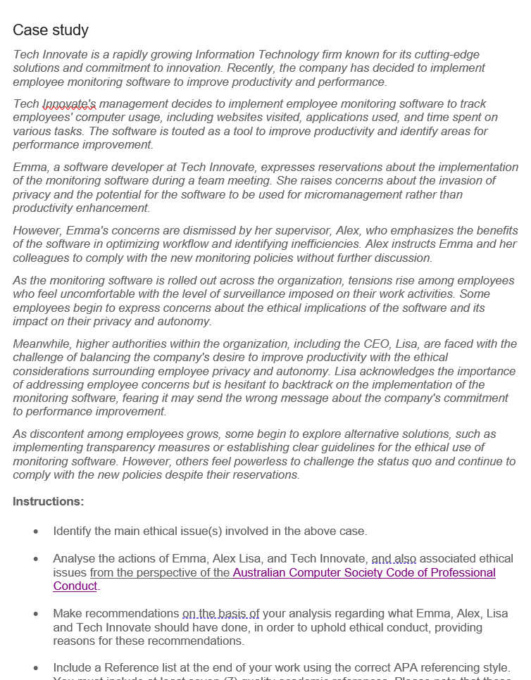 Solved Case studyTech Innovate is a rapidly growing | Chegg.com