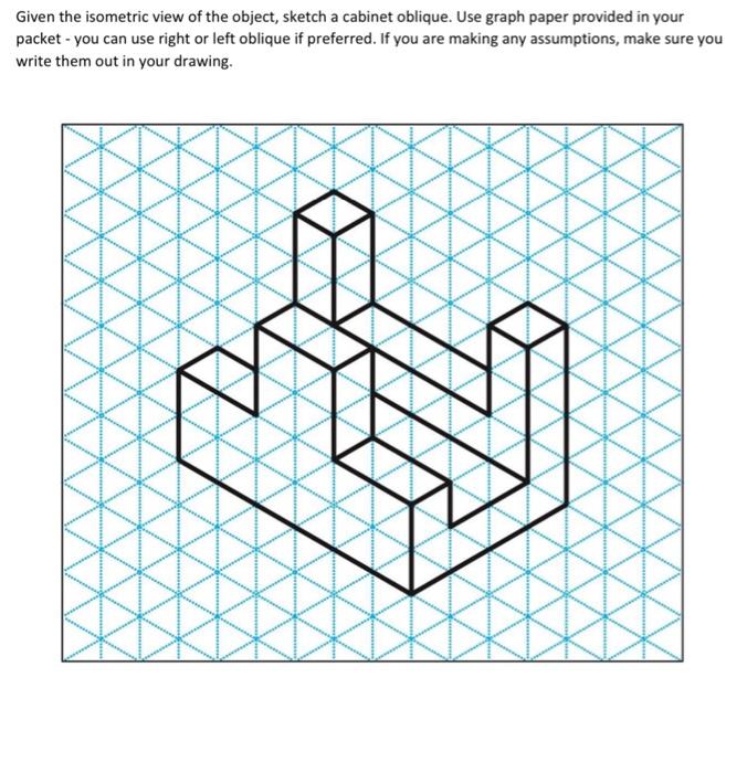 Solved Given the oblique cavalier below, sketch an isometric | Chegg.com