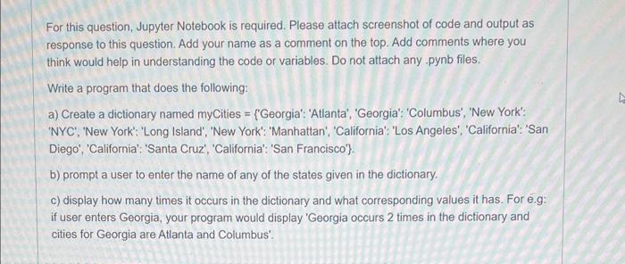 Solved For this question, Jupyter Notebook is required. | Chegg.com