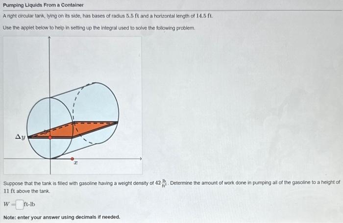 Solved A night circular tank, lying on its side, has bases | Chegg.com