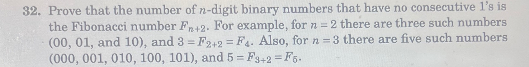 Solved Prove That The Number Of N Digit Binary Numbers That 4472