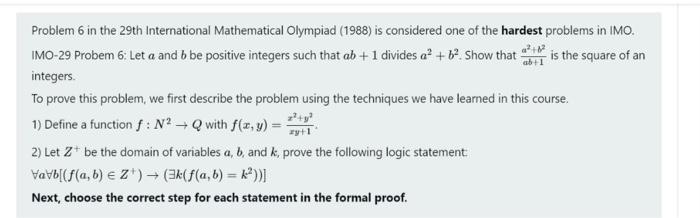 Solved Problem 6 in the 29th International Mathematical | Chegg.com