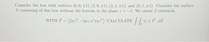 Solved Consider the box with vertices | Chegg.com