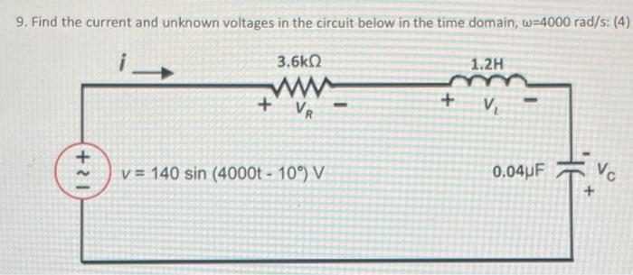 Solved 9. Find the current and unknown voltages in the | Chegg.com