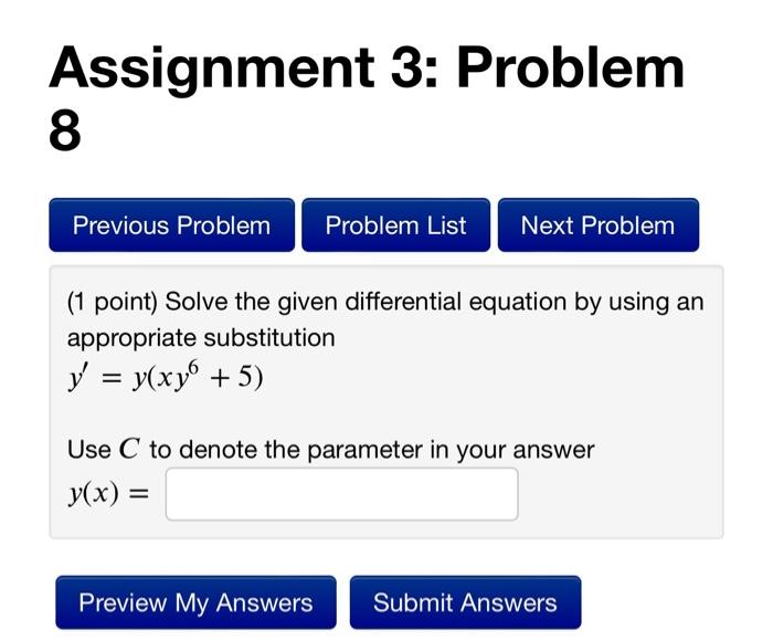 Solved Assignment 3: Problem (1 point) Solve the initial | Chegg.com