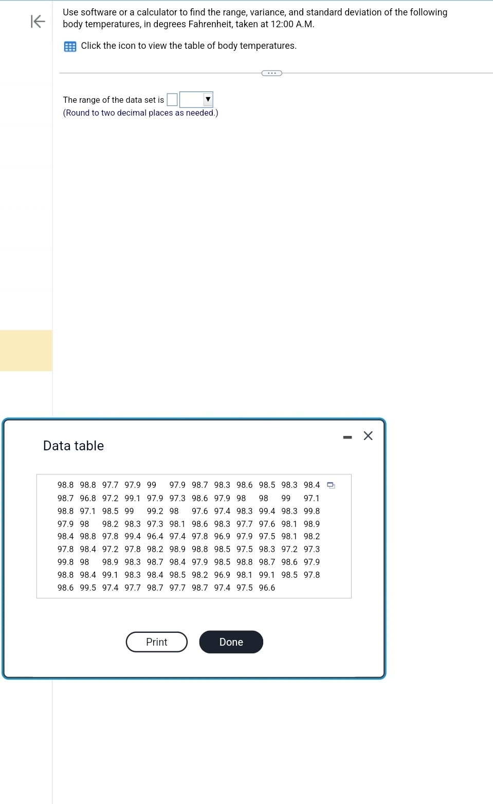 Solved Use software or a calculator to find the range, | Chegg.com