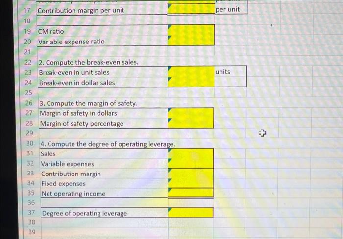Solved Given the following information complete a CVP | Chegg.com