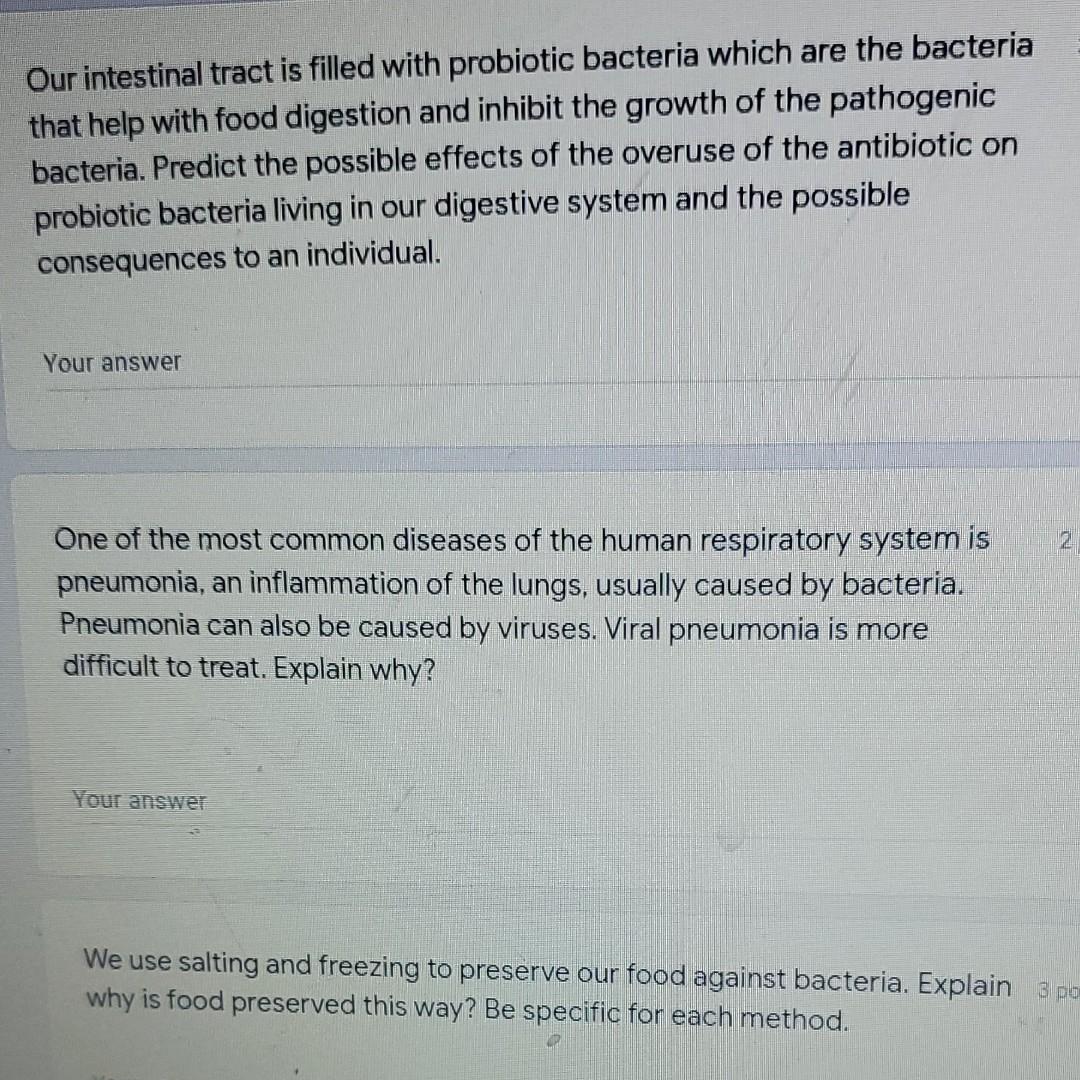 Solved Our intestinal tract is filled with probiotic | Chegg.com