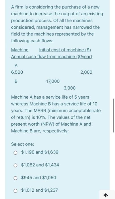 Solved A firm is considering the purchase of a new machine | Chegg.com