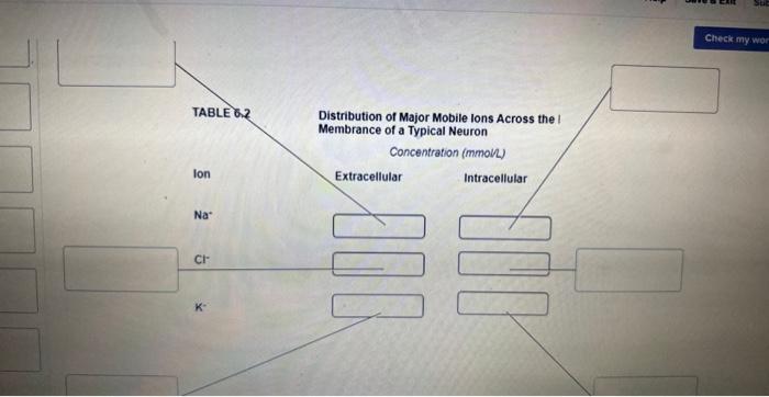 Solved TABLE 6,2 Distribution of Major Mobile Ions Across | Chegg.com