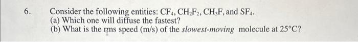 Solved Consider the following entities: CF4,CH2 F2,CH3 F, | Chegg.com