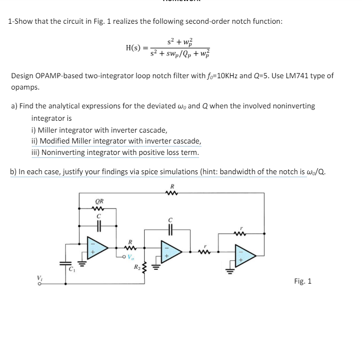 Solved 1-Show that the circuit in Fig. 1 ﻿realizes the | Chegg.com