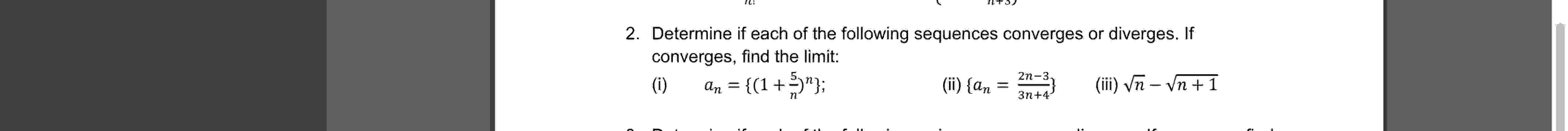 Solved Determine if each of the following sequences | Chegg.com