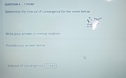 Solved QUESTION 5 - 1 ﻿POINTDetermine the interval of | Chegg.com