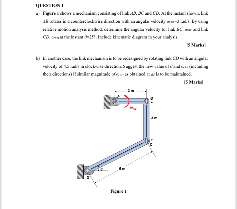 Solved QUESTION 1a) ﻿Figure 1 ﻿shows a mechanism consisting | Chegg.com