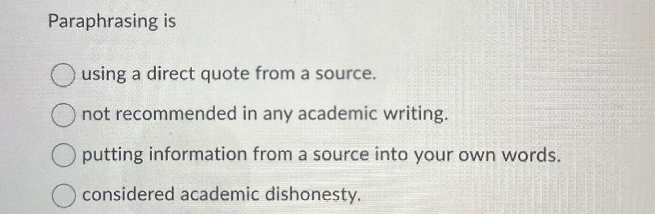 Solved Paraphrasing isusing a direct quote from a source.not | Chegg.com