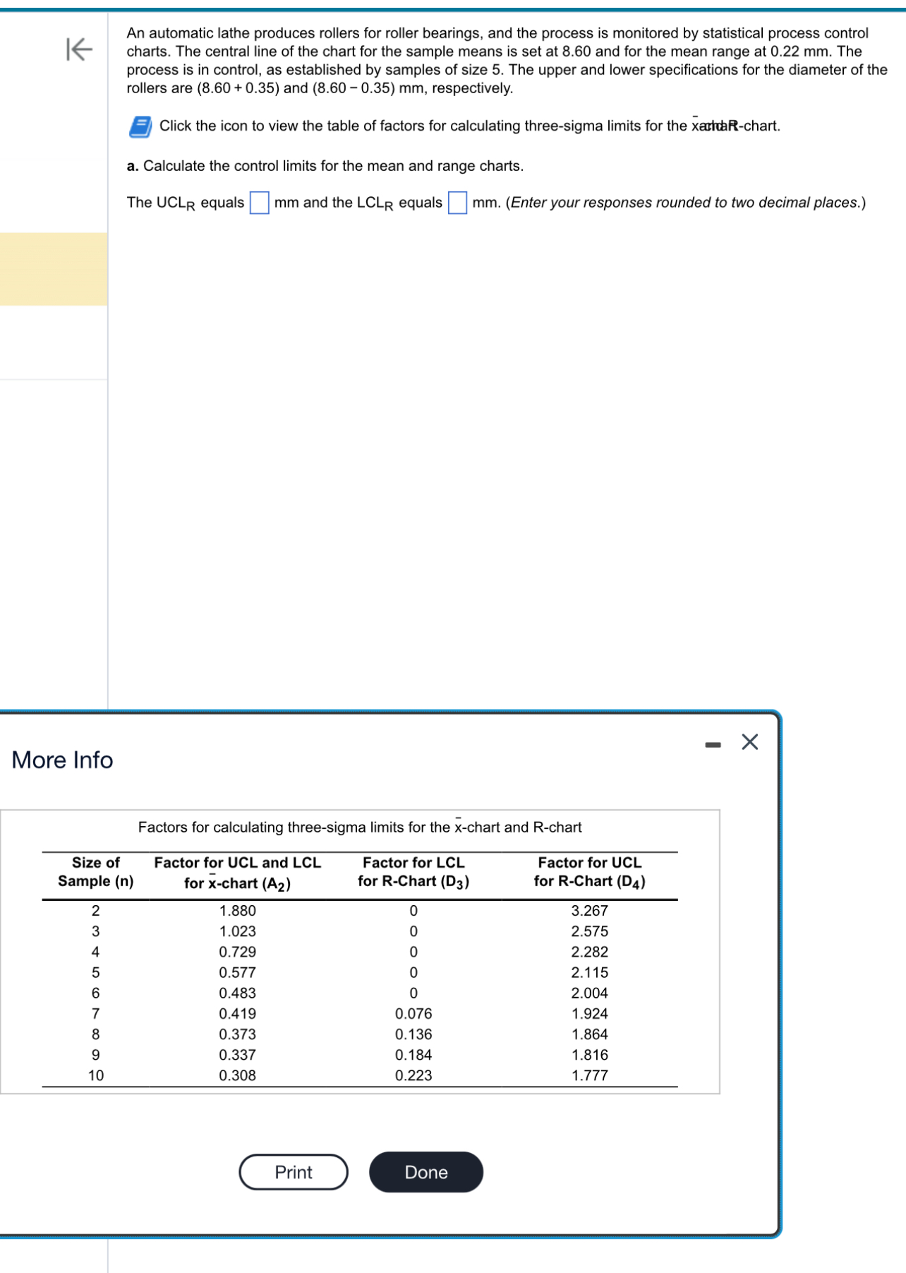 Solved An automatic lathe produces rollers for roller | Chegg.com