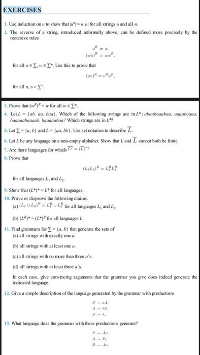 Solved EXERCISES 1. Use induction on n to show that in for | Chegg.com