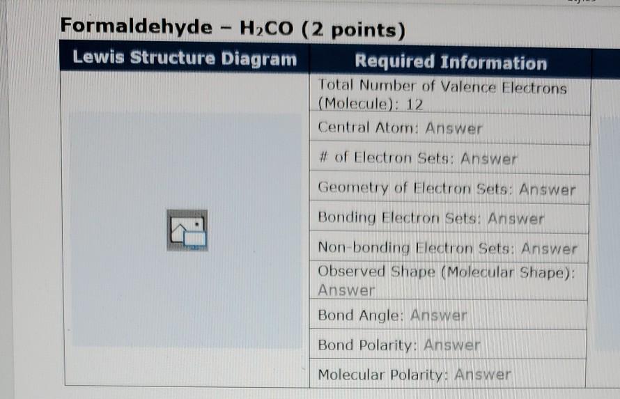 Solved Formaldehyde - H2CO (2 points) Lewis Structure | Chegg.com
