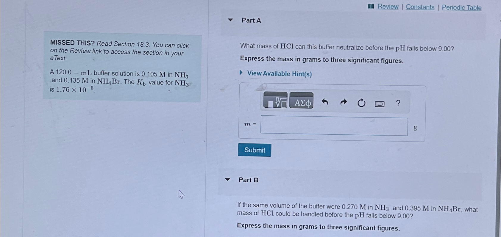 Solved ReviewConstantsPeriodic TablePart AMISSED THIS? Read | Chegg.com