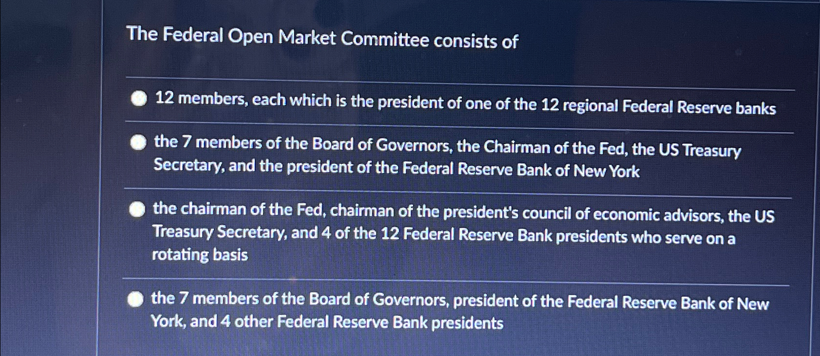 Solved The Federal Open Market Committee consists of12 | Chegg.com