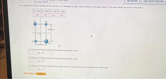 Solved Four objects are held in position at the corners of a | Chegg.com