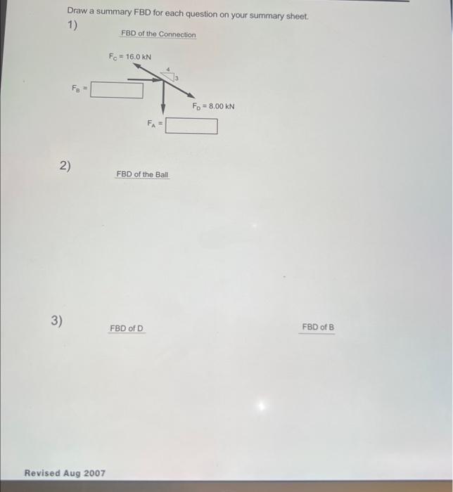 Solved Draw a summary FBD for each question on your summary | Chegg.com