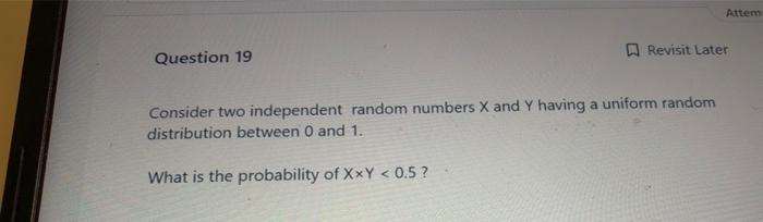 Solved Consider two independent random numbers X and Y | Chegg.com