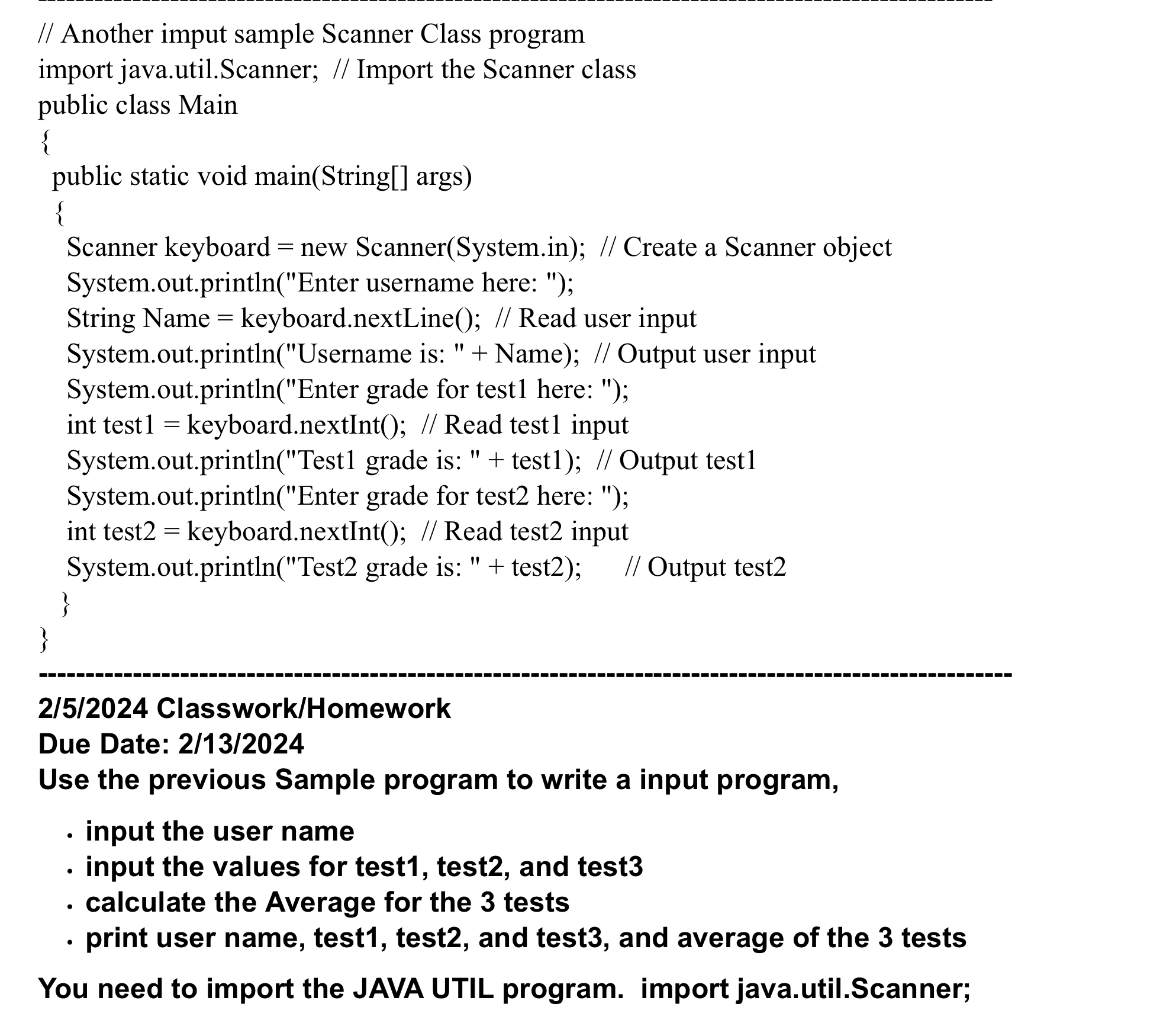 Solved // ﻿Another imput sample Scanner Class programimport | Chegg.com