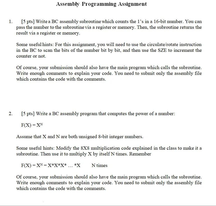 Solved Assembly Programming Assignment 1 5 Pts Write A Bc 0722