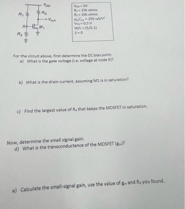 Solved For the circuit above, first determine the DC bias | Chegg.com