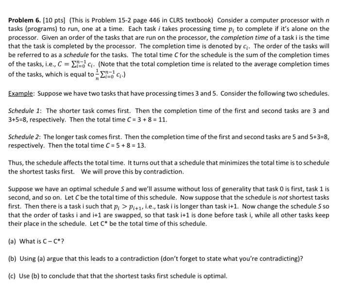 Solved Problem 6. [10 pts] (This is Problem 15-2 page 446 in | Chegg.com