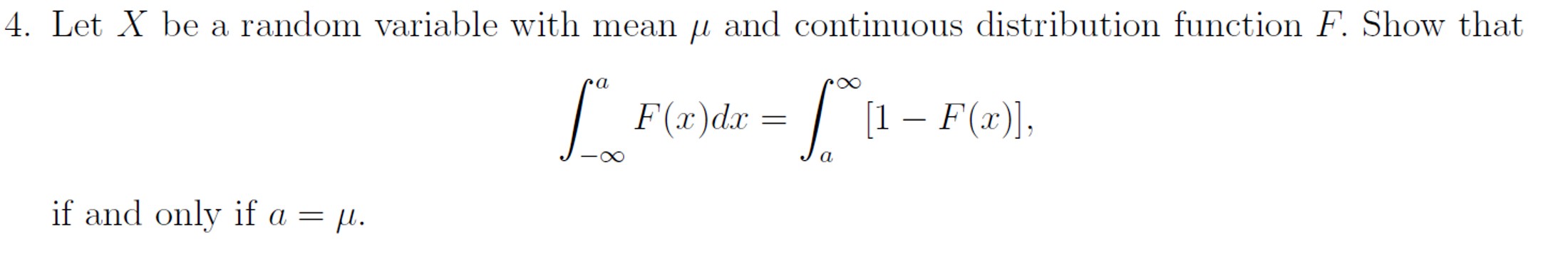 Solved Let x ﻿be a random variable with mean μ ﻿and | Chegg.com