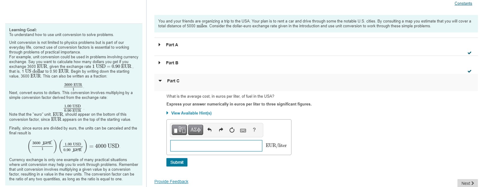 Learning Goal:To understand how to use unit | Chegg.com