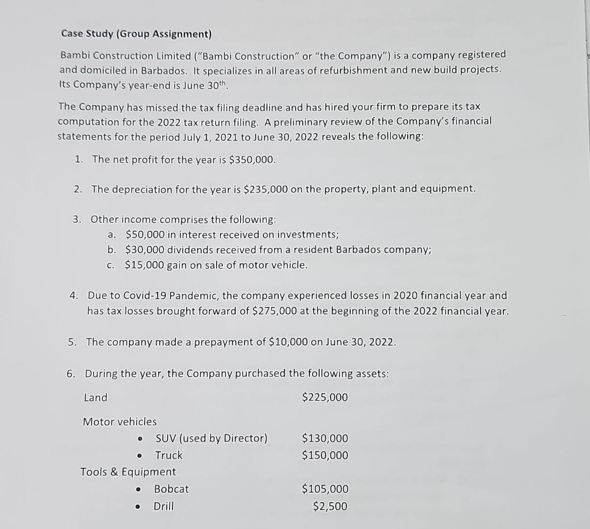 Solved 7. The motor vehicle was purchased by Bambi | Chegg.com