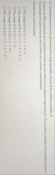 Solved For the following exercise, determine the range | Chegg.com